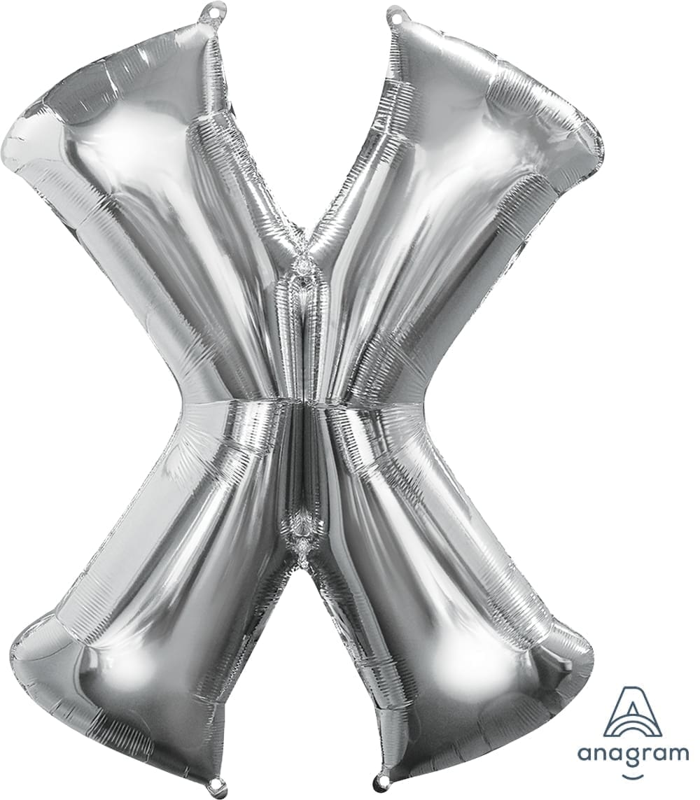 16" Silver Letter X - Hico Balloons
